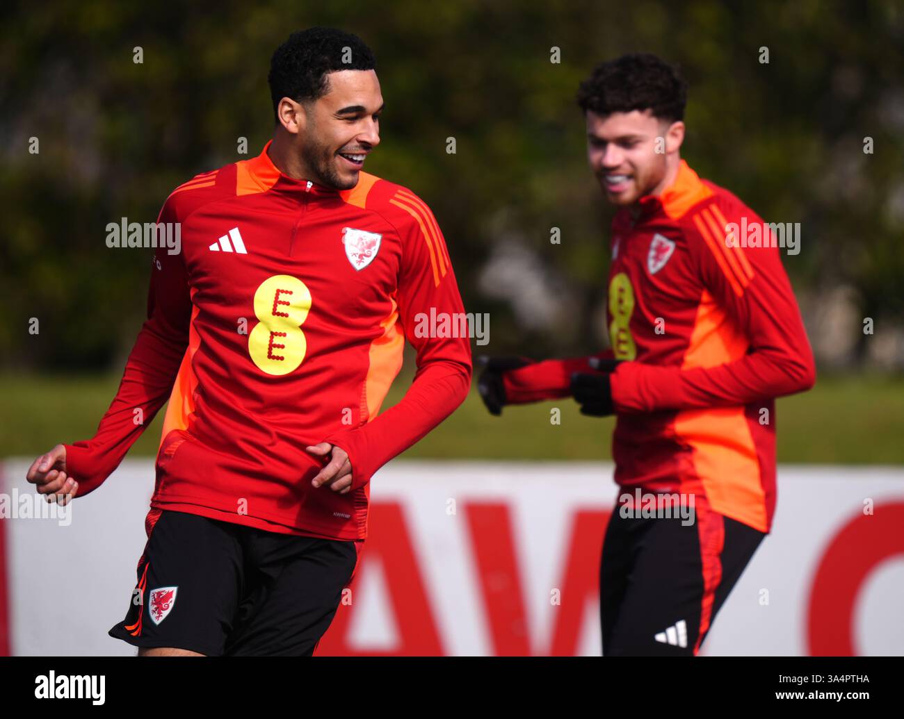 Wales' Ben Cabango (left) during a training session at FAW HQ, Vale ...