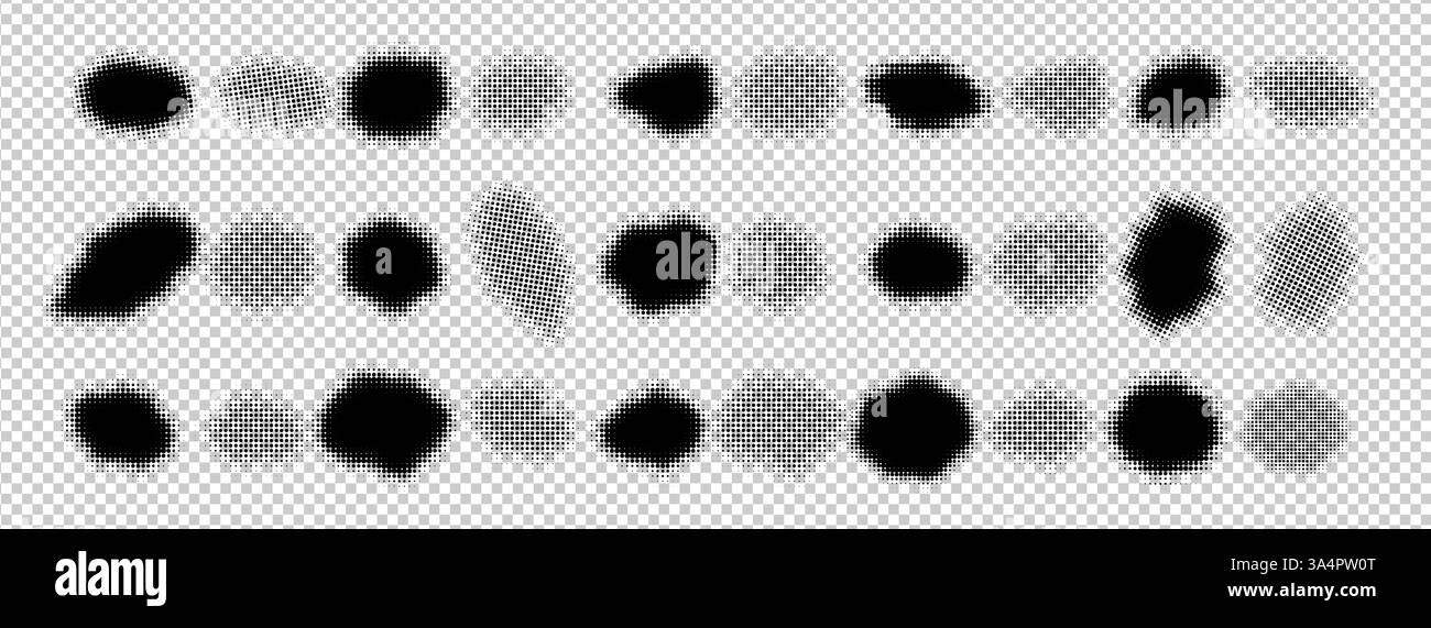 Halftone gradient abstract black shapes with dot pattern, creating ...