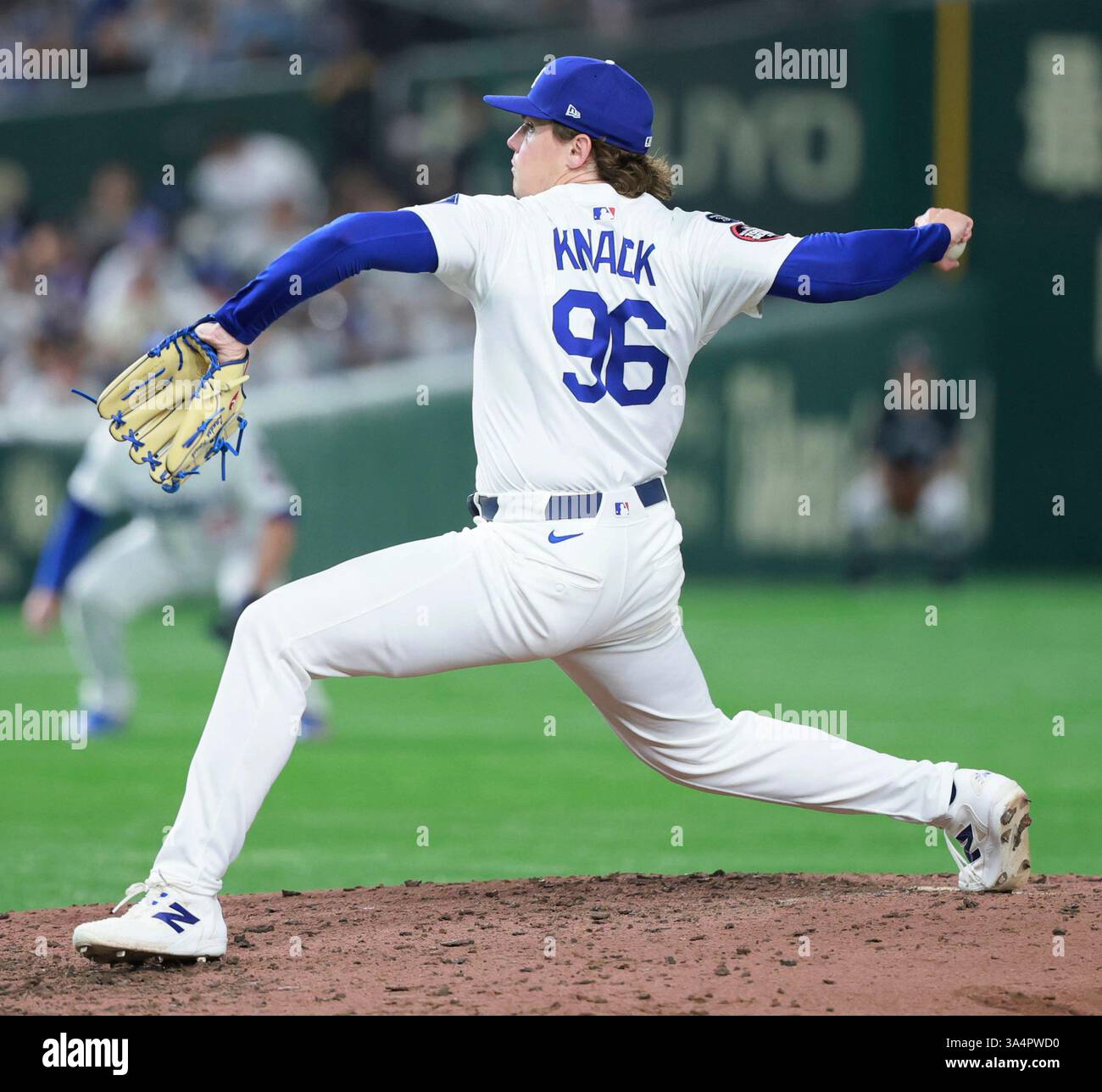 Landon Knack of Los Angeles Dodgers throws a ball during the MLB Tokyo ...
