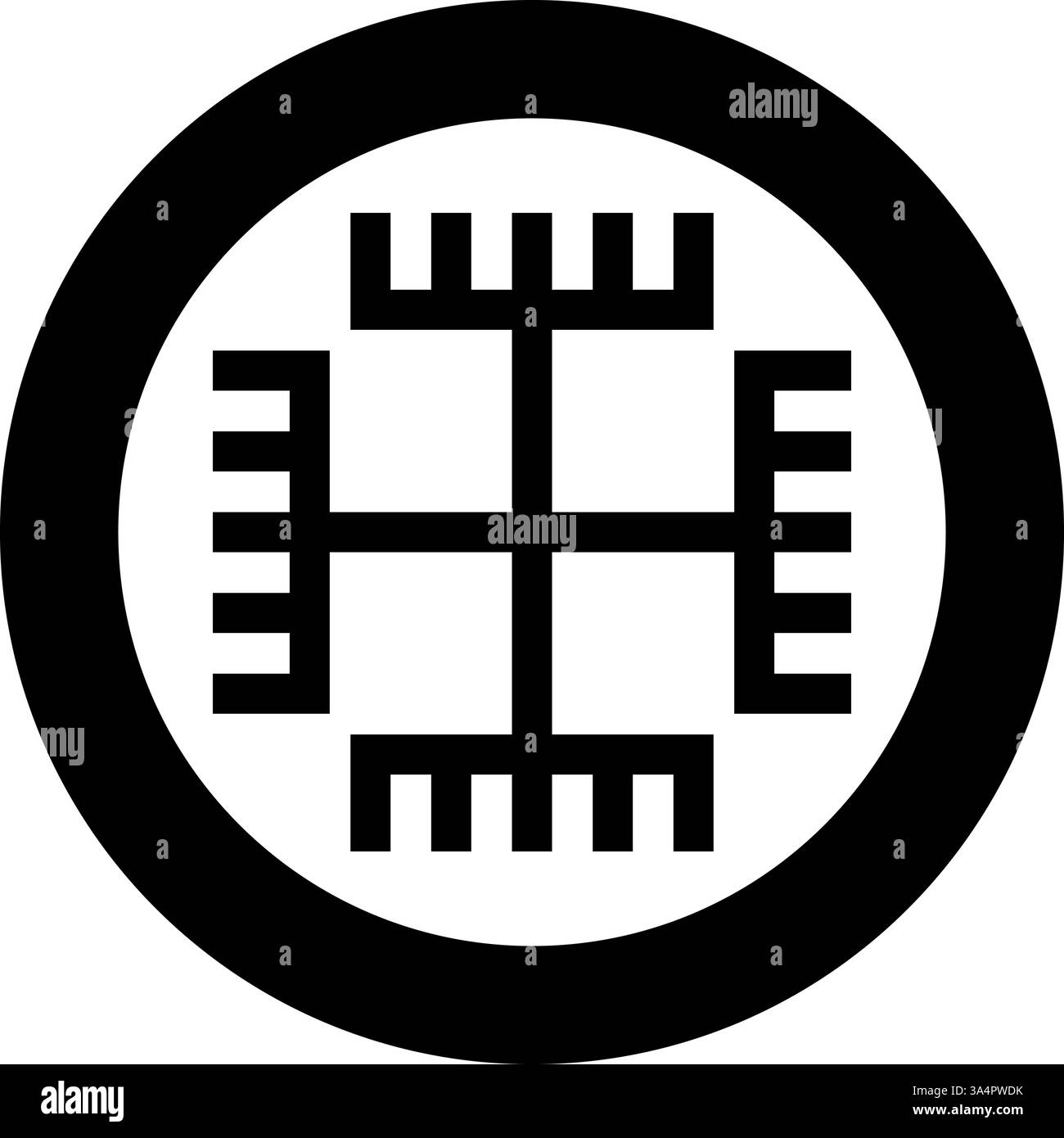 Hands of God Motherhood Native Slavic Faith symbol paganism icon in circle round black color ...