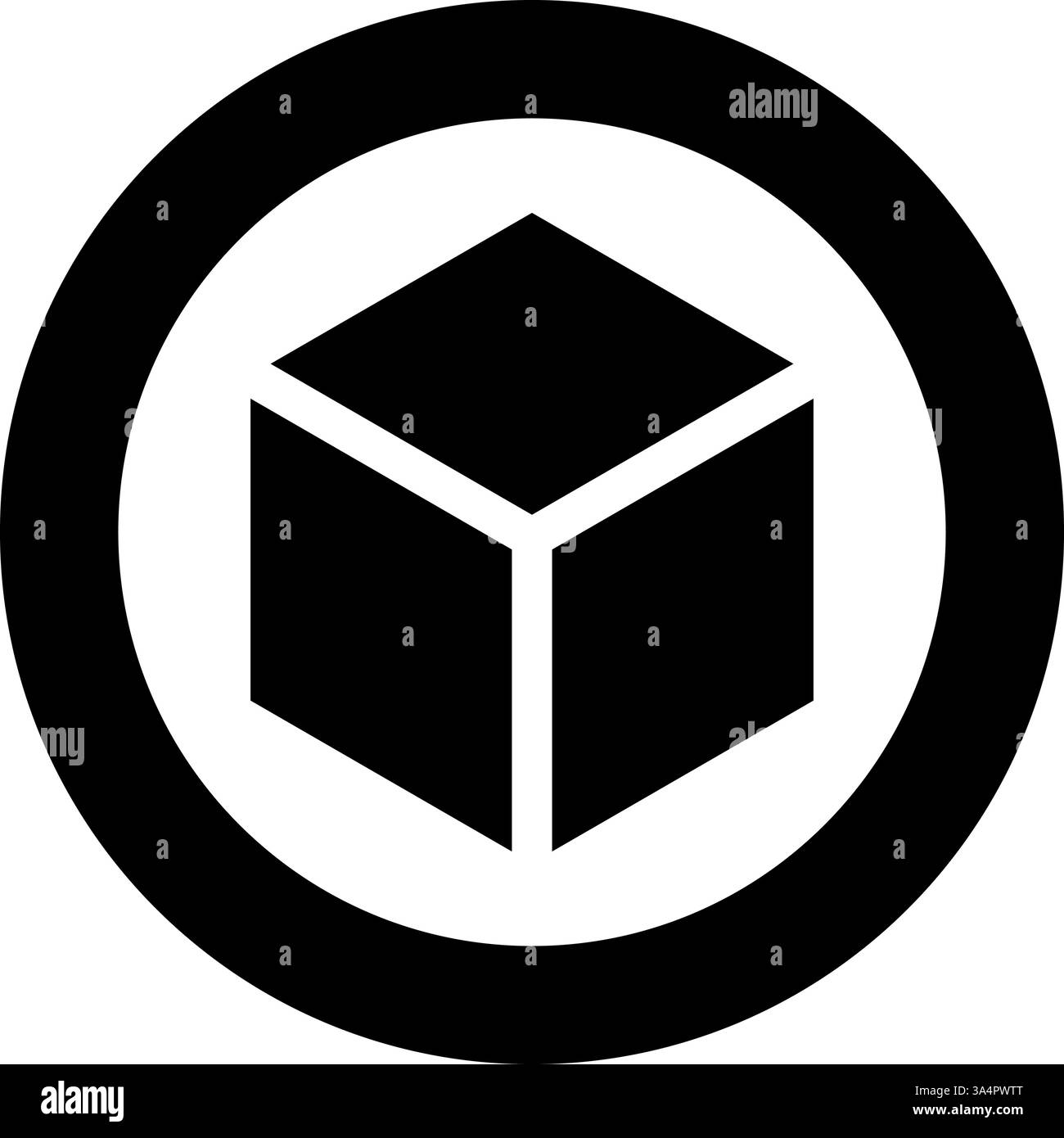 Hexagedron Sacred geometry symbol icon in circle round black color ...