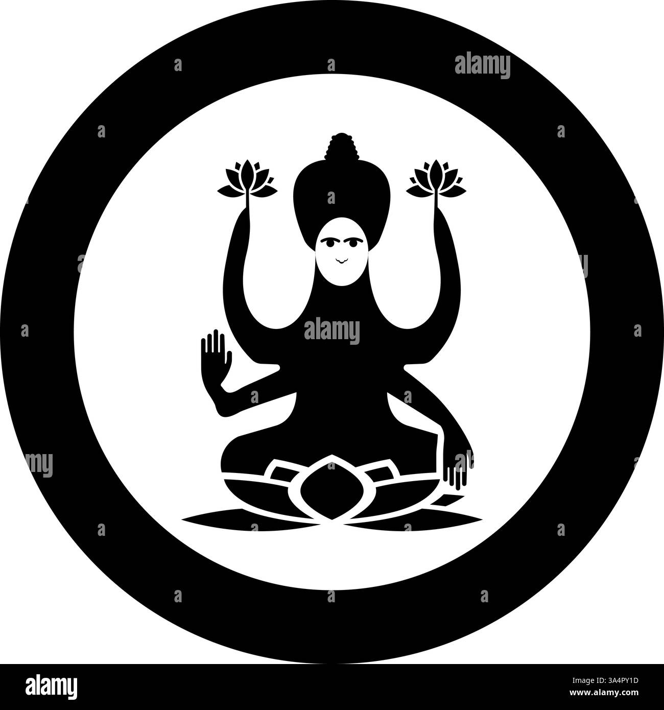 Lakshmi Goddess icon in circle round black color vector illustration ...