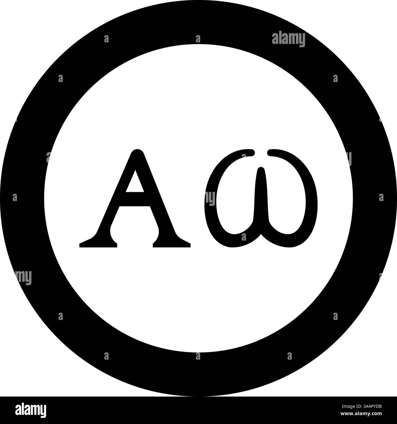 Alpha Omega symbols Greek sings icon in circle round black color vector ...