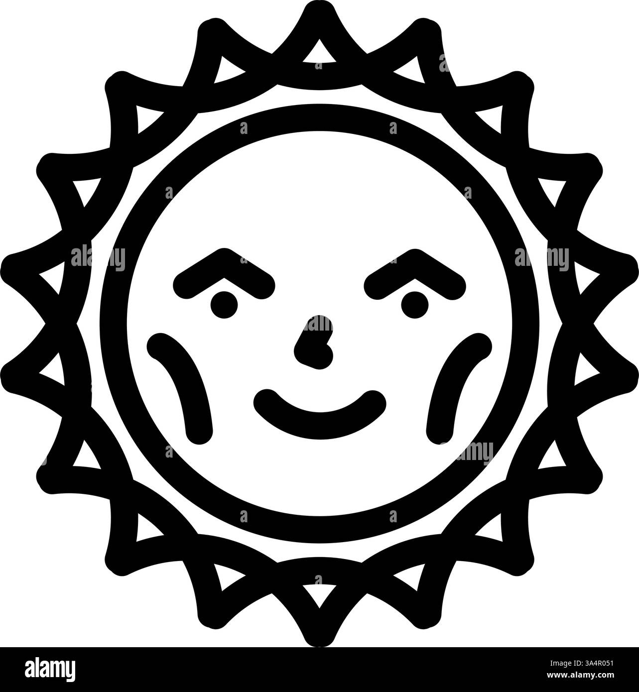 smiley face cute sun character line icon vector illustration Stock ...