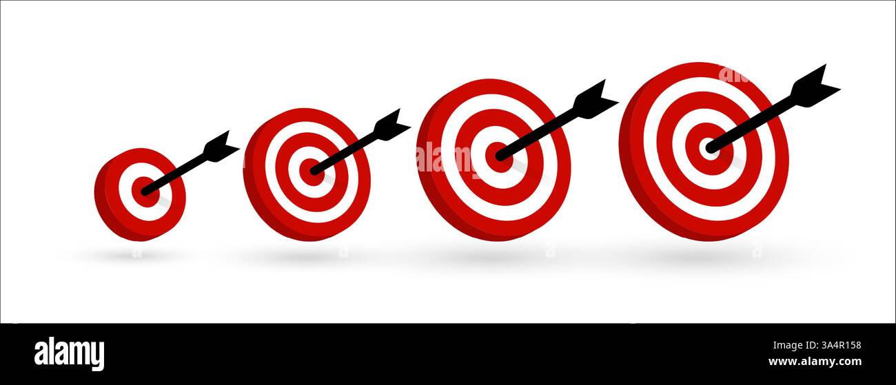 Growing target concept with arrows hitting bullseye, symbolizing ...