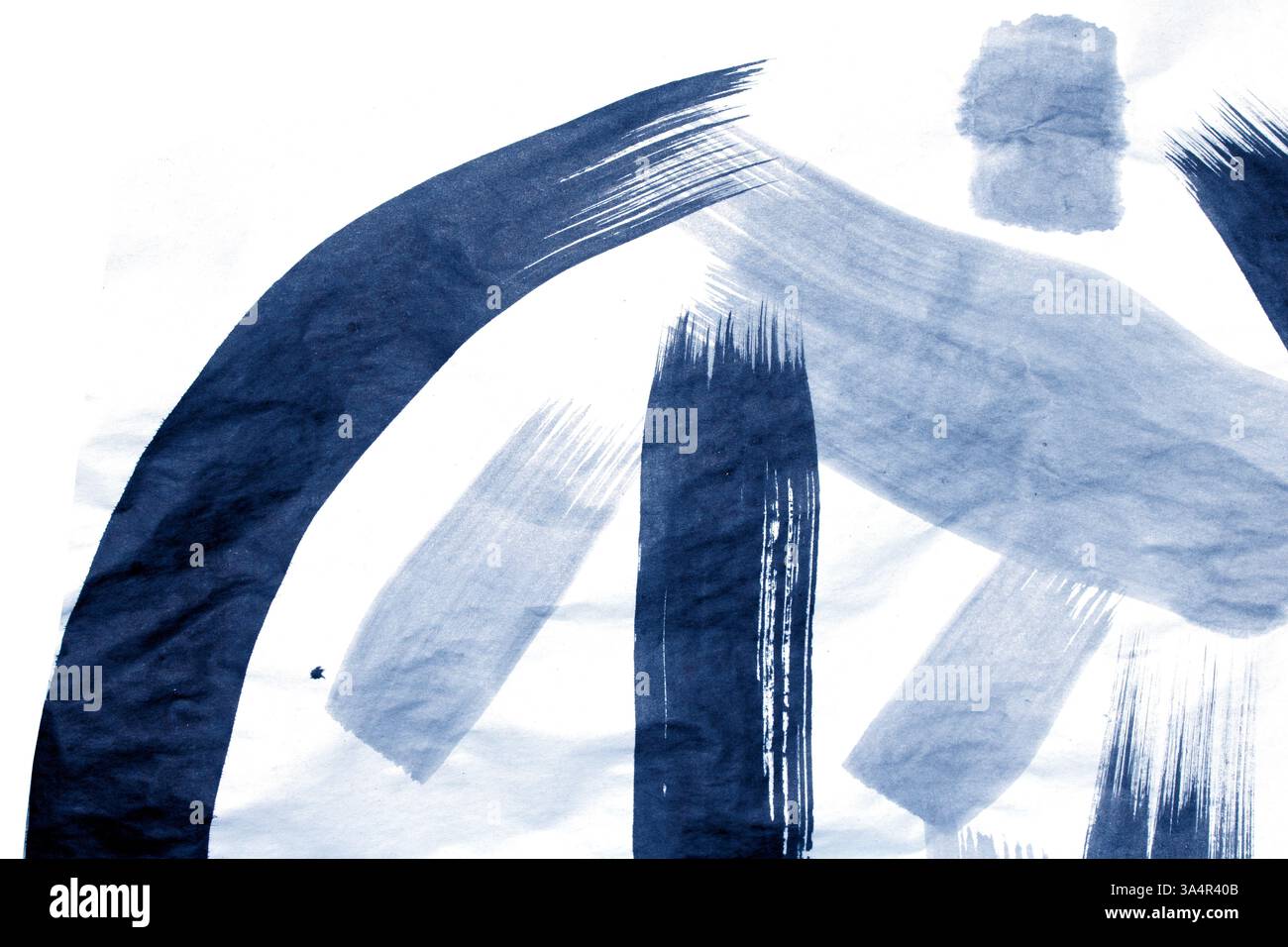 Monochrome Blue Ink Wash Gentle Gradient Background with Splash Drip ...