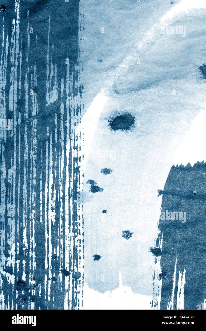 Monochrome Blue Ink Wash Gentle Gradient Background with Splash Drip ...