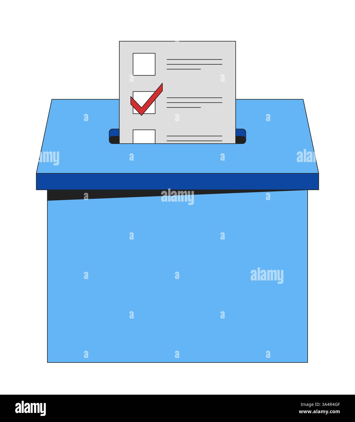 Voting sheet inserted into ballot box 2D cartoon object Stock Vector ...