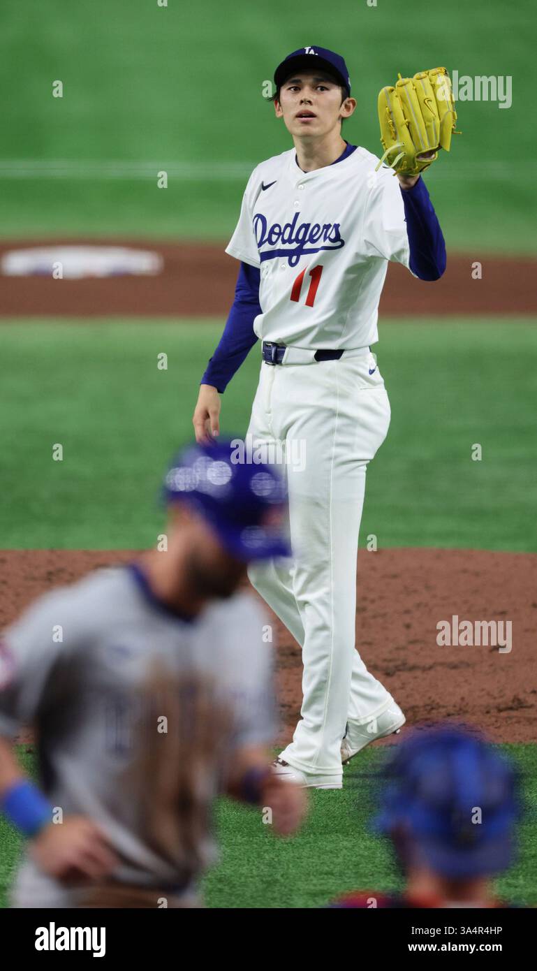 Los Angeles Dodgers starter pitcher Roki Sasaki gives walk to Kyle ...