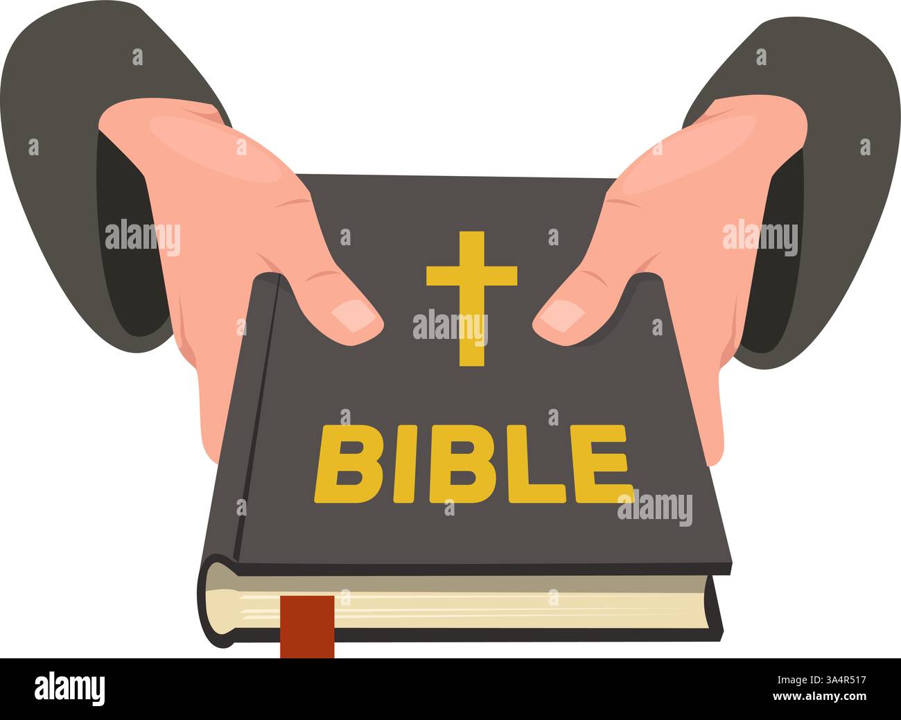 Priest holds bible in hands. Holy book giving to prayers. Jesus ...