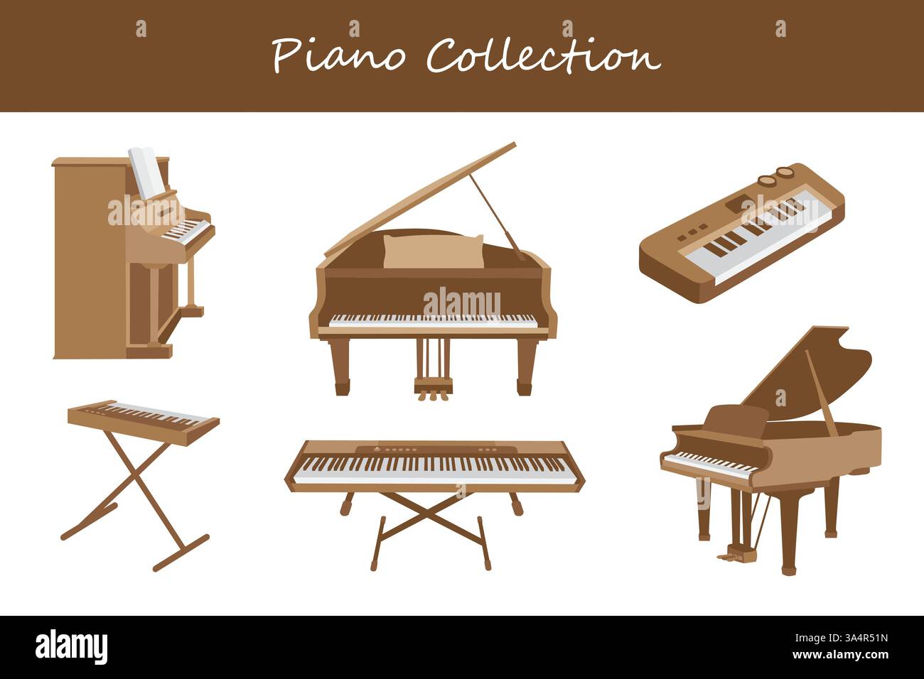 piano collection in different style. Vector illustration Stock Vector ...