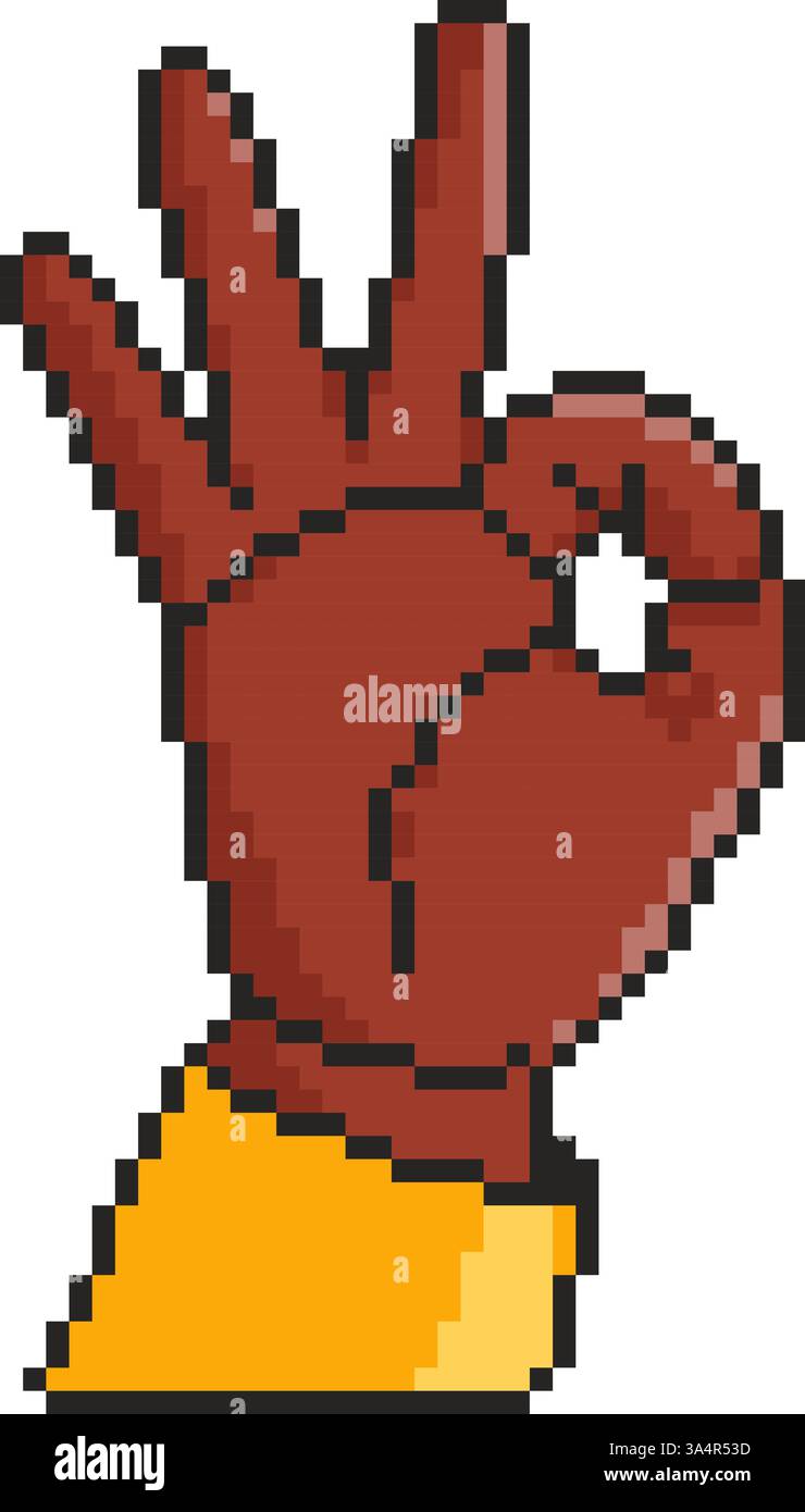 Pixel art ok gesture icon in 8 bit style. Retro 80s,90s video game ...