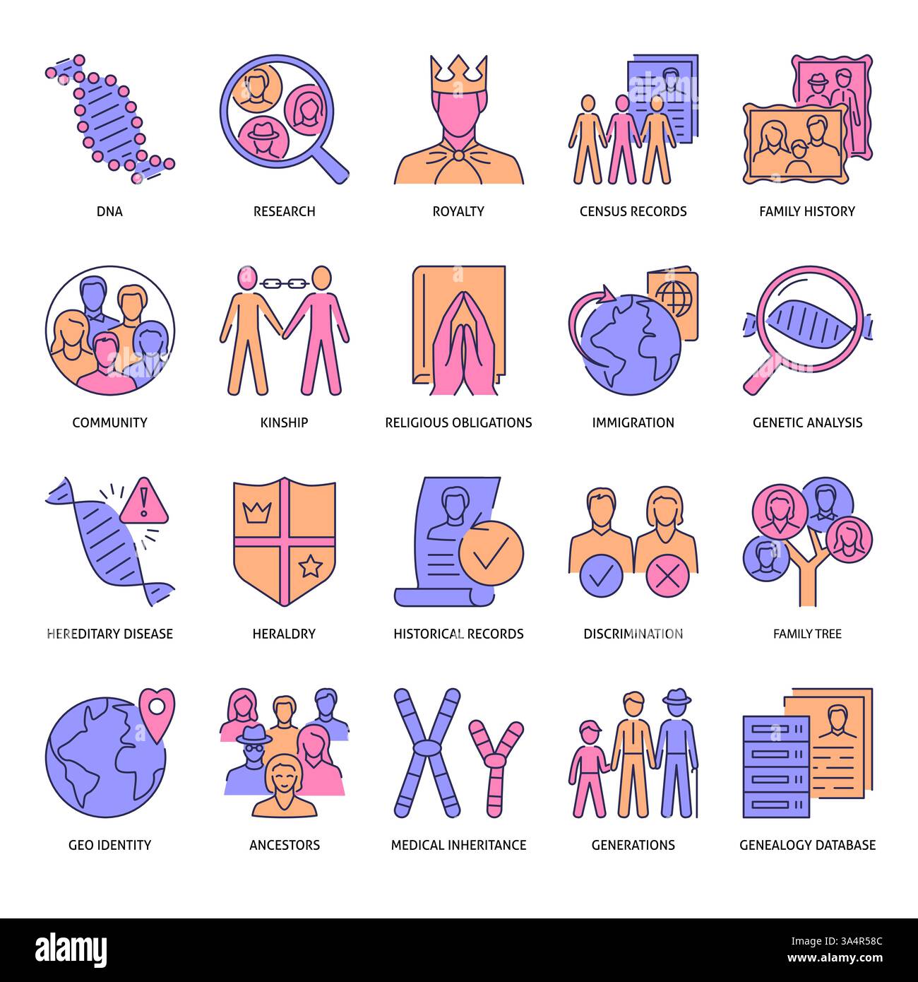 Family tree and genealogy icon set. Vector illustration Stock Vector ...