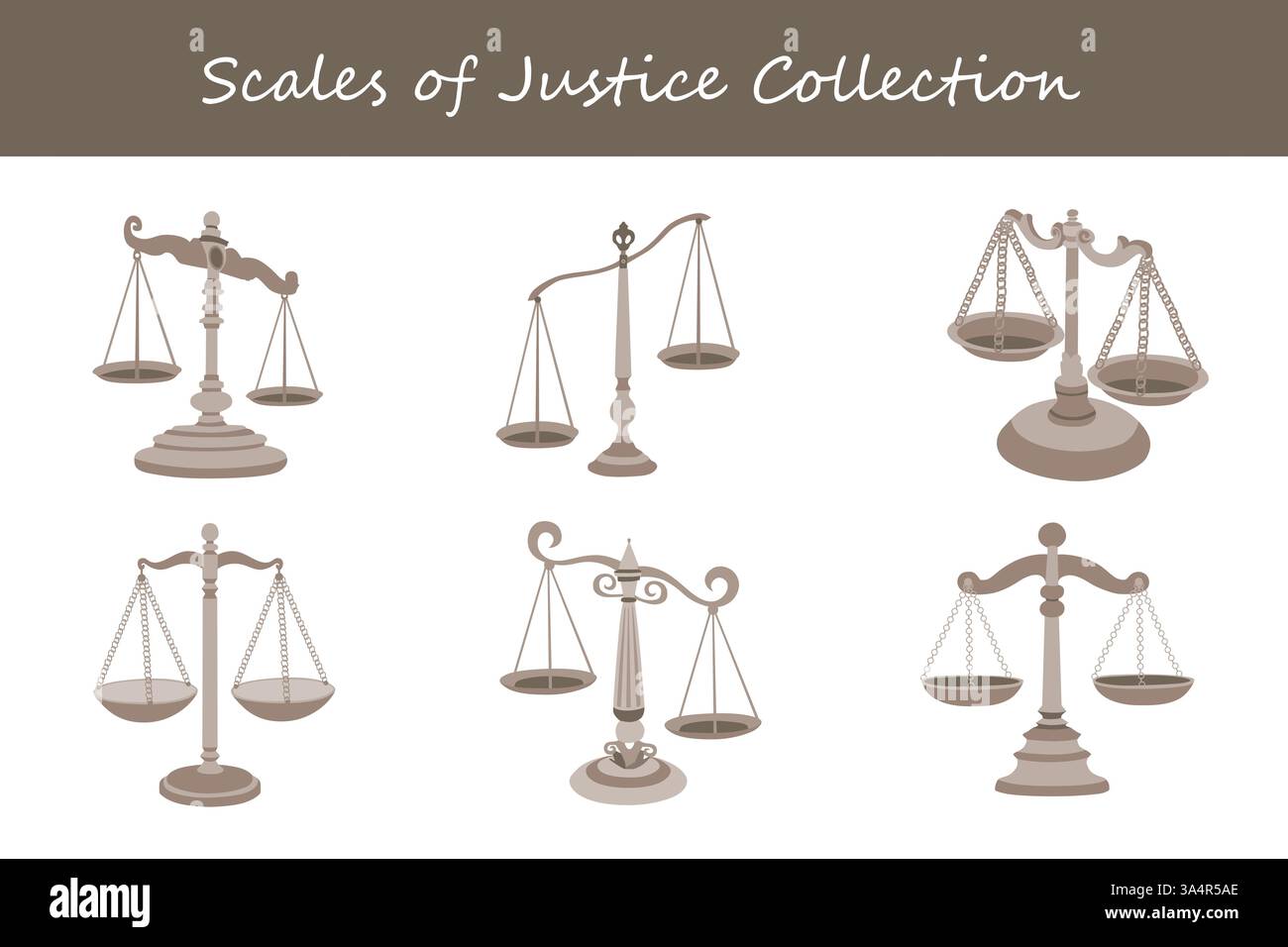 scales of justice collection in different style. Vector illustration ...