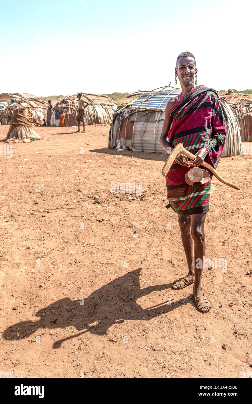 A man from the village of the Dassanech tribe in the Omo Valley ...
