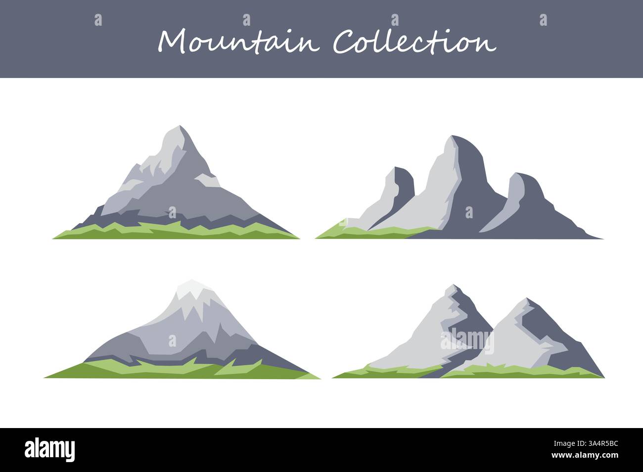 mountain collection in different style. Vector illustration Stock ...