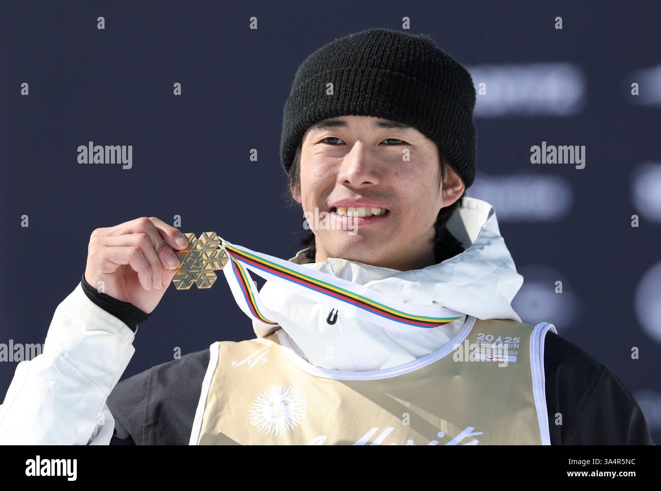 Ikuma Horishima of Japan celebrates during an award ceremony of men's ...