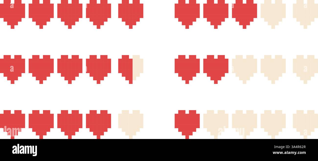 8 bit game life bar icon set. Pixel art object. Retro 80s,90s video game graphics Stock Vector ...