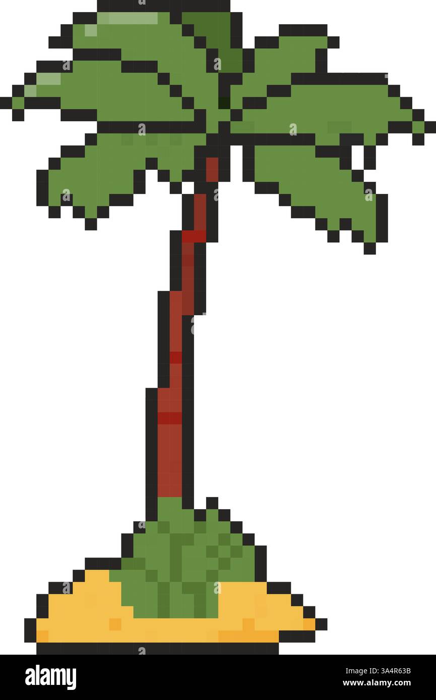 8 bit palm tree icon. Pixel art object. Old school vintage game ...