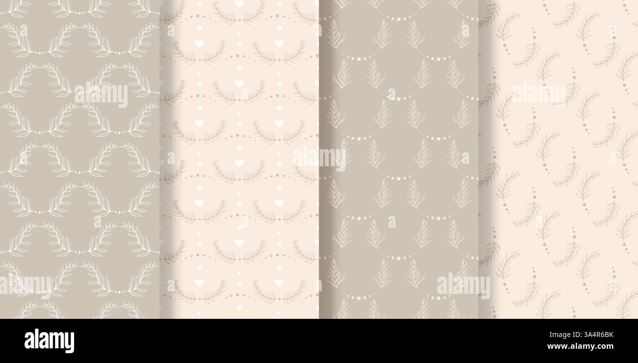 Set of pastel beige seamless patterns with foliage Stock Vector Image & Art - Alamy