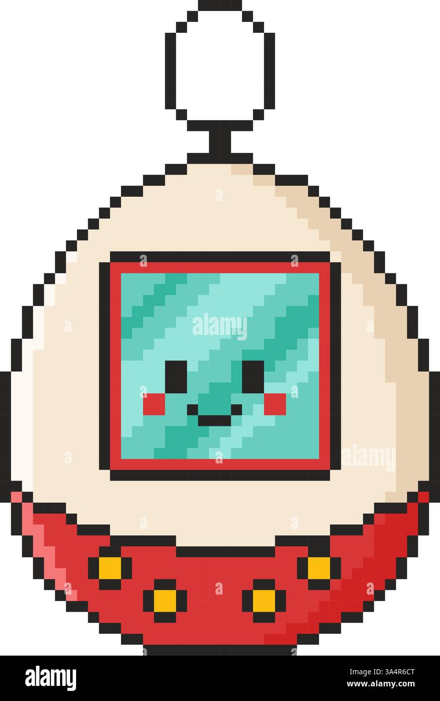 Vintage tamagotchi icon. Pixel art object in 8 bit style. Retro 80s,90s video game graphics ...
