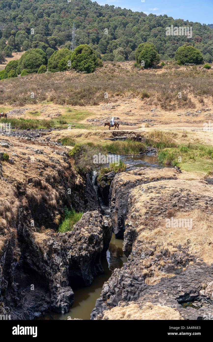 Ethiopia, earth splitting in the rift valley. Near the Bale National ...
