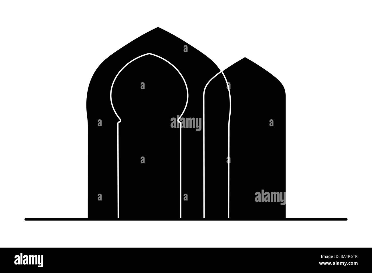 Islamic window icon Continuous one line drawing simple outline ...