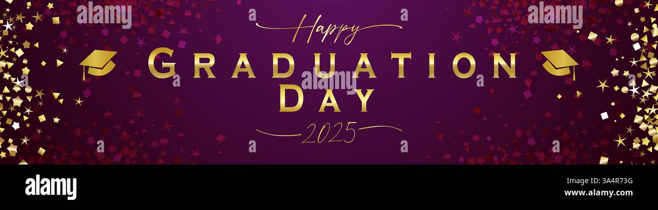 Happy Graduation Day 2025 horizontal banner. Ribbon design. Holiday ...