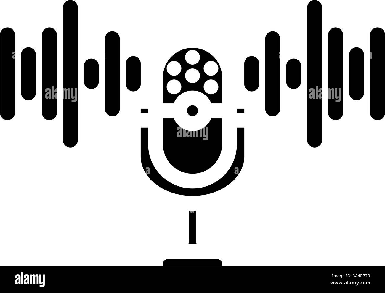 digital assistant microphone ai integration glyph icon vector ...