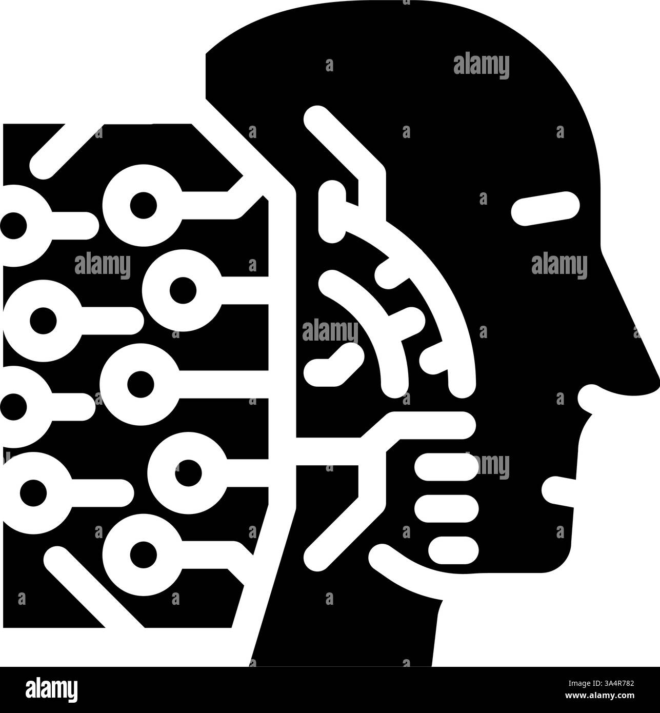 ai head profile deep learning glyph icon vector illustration Stock ...