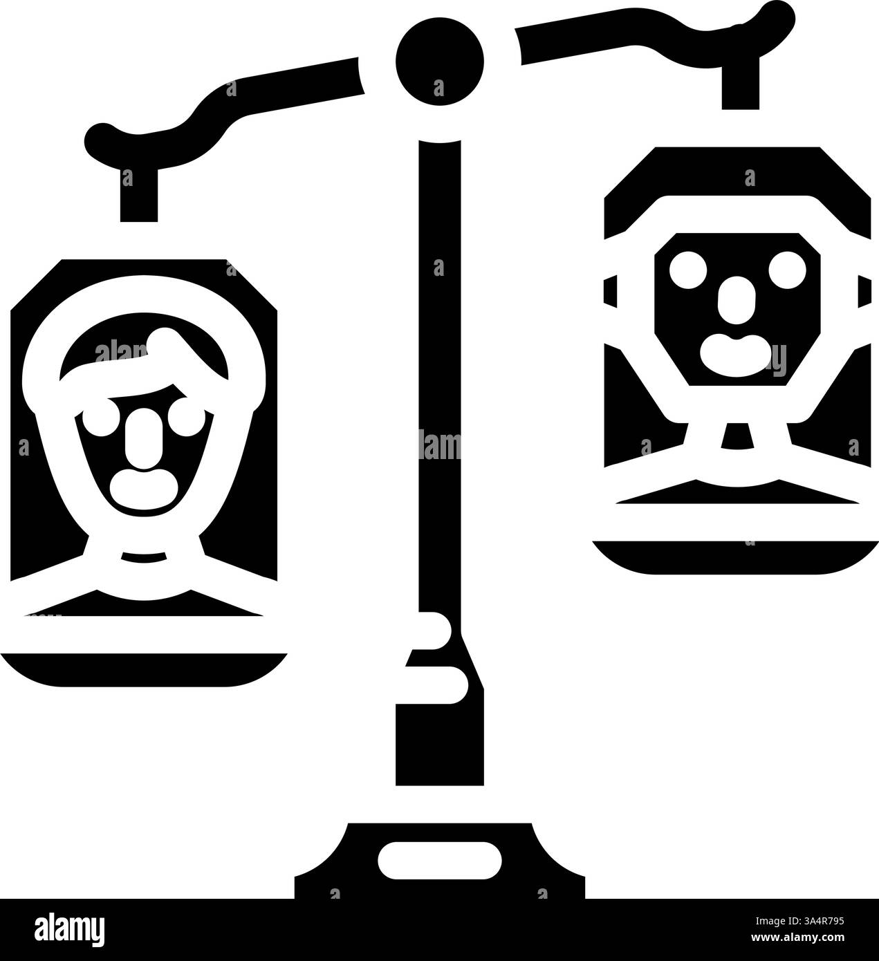 ethical ai balance scale deep learning glyph icon vector illustration ...