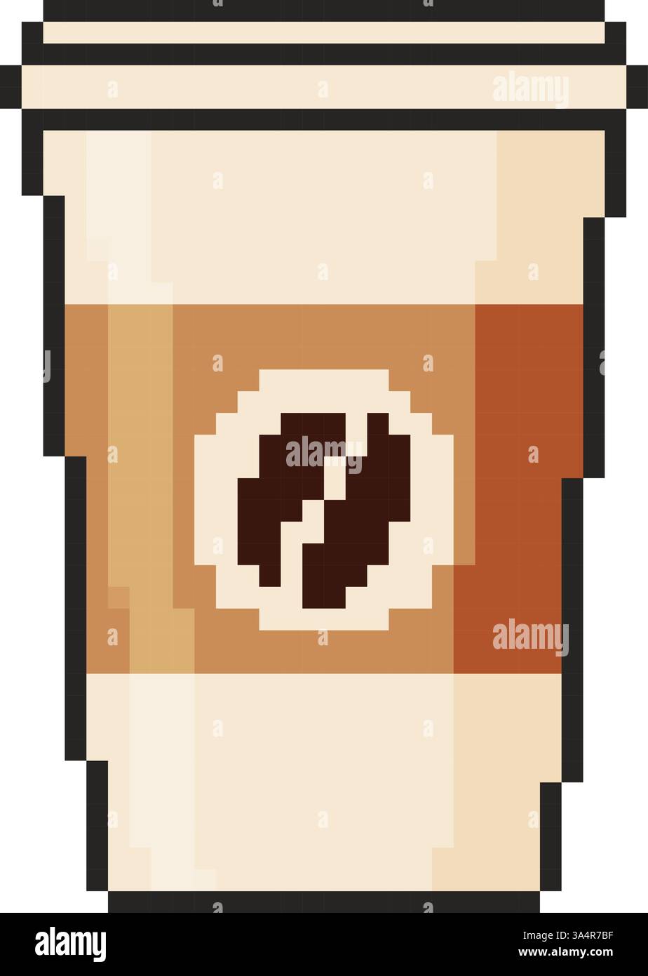 Coffee cup icon. Pixel art object in 8 bit style. Retro 80s,90s video ...