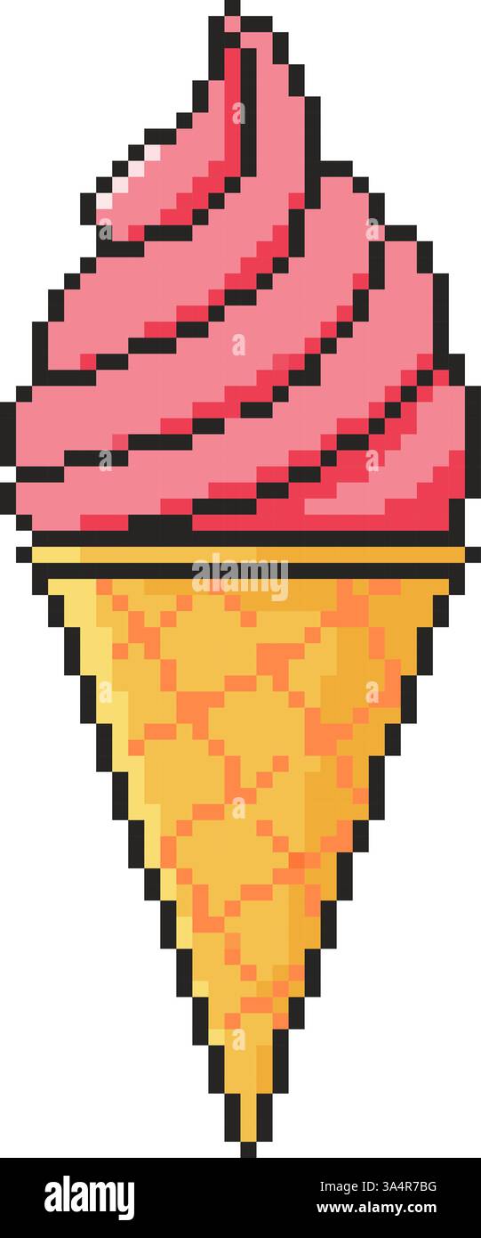 8 bit ice cream icon. Pixel art object. Old school vintage game ...