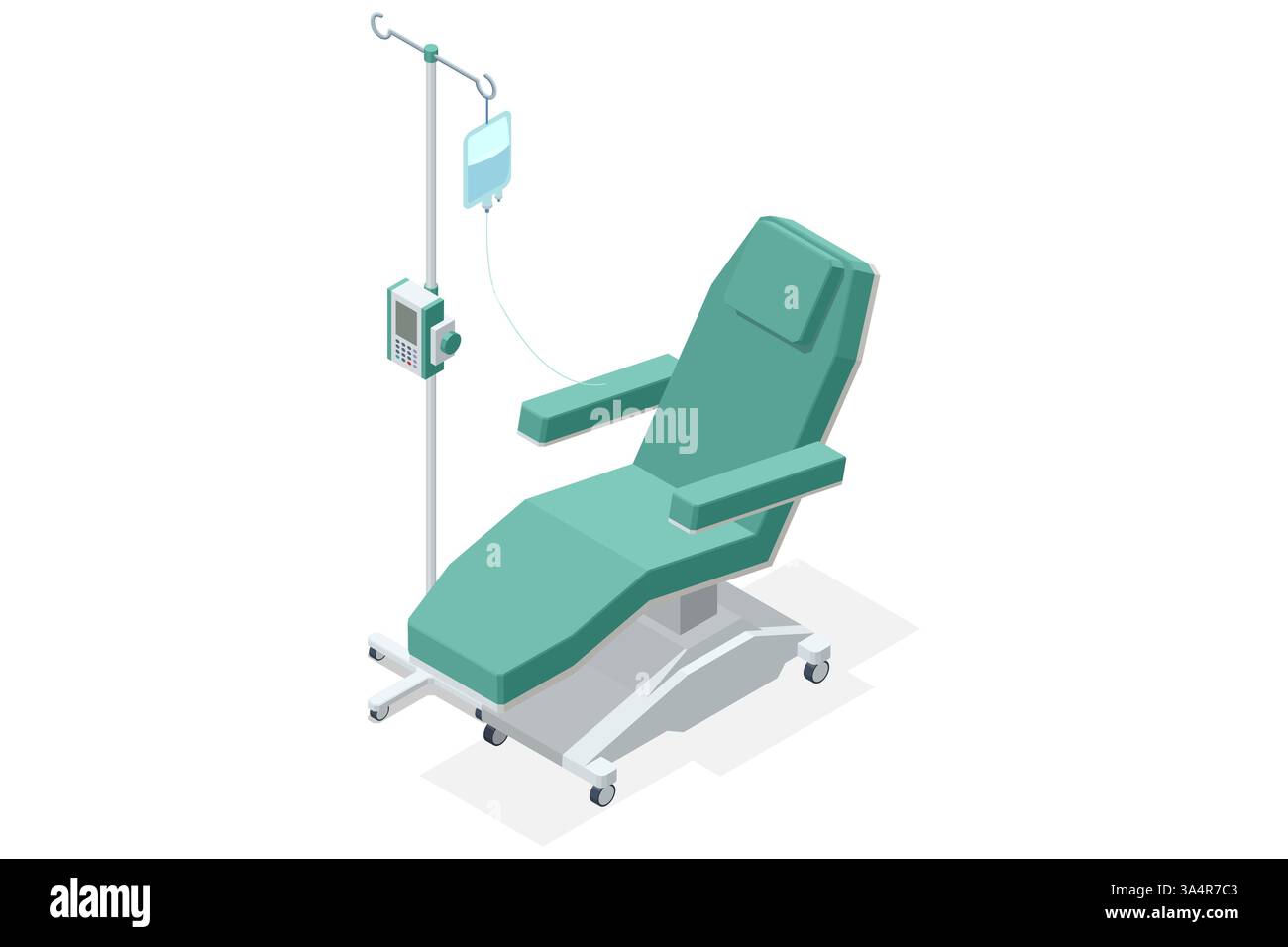Isometric reclining medical chair receiving IV chemotherapy. A hospital ...