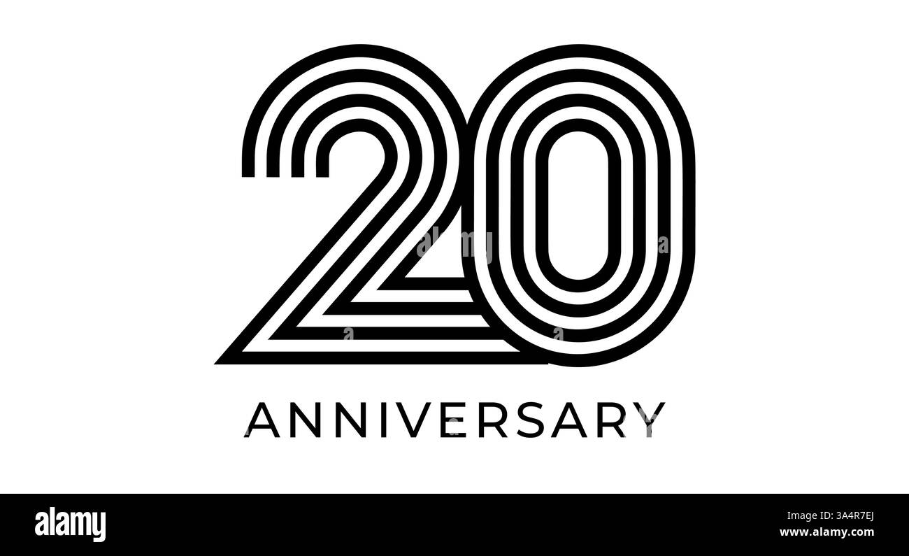 Modern 20th anniversary typography logo with bold geometric lines ...