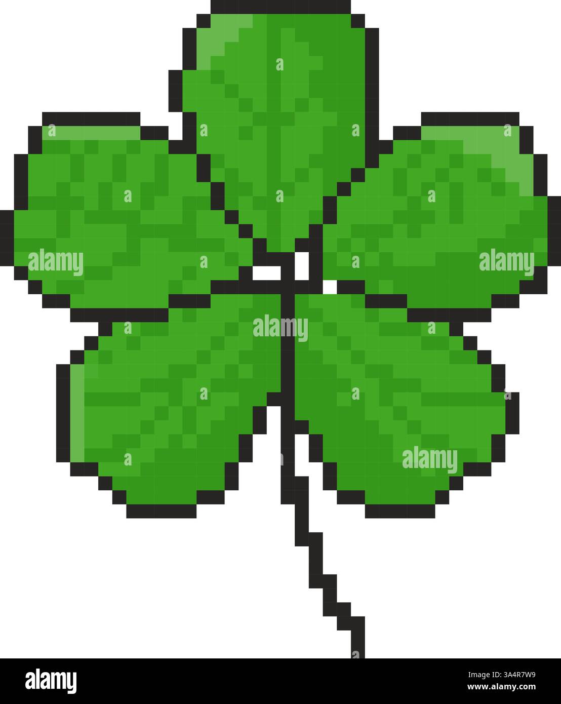 Pixel art clover icon in 8 bit style. Retro 80s,90s video game graphics ...