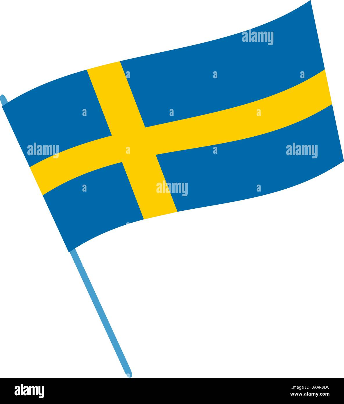 The national flag of Sweden on flagpole. Vector illustration with ...