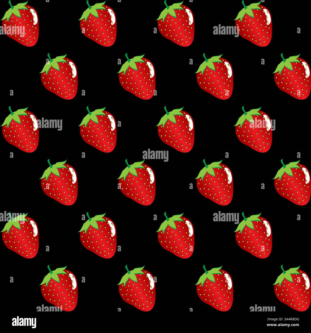strawberry fruit contour abstract seamless pattern on black background ...