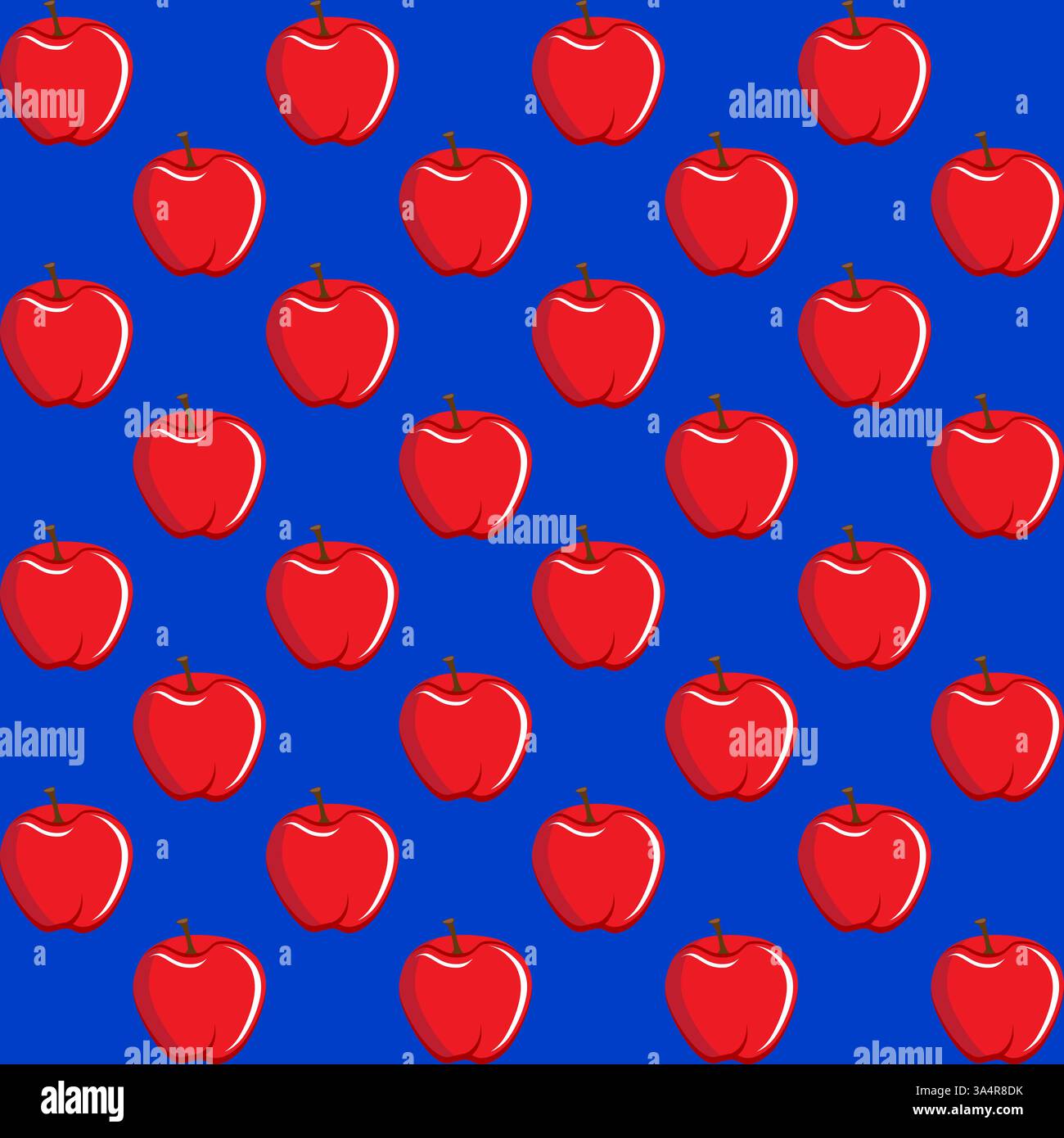 apple fruit contour abstract seamless pattern on blue background for ...