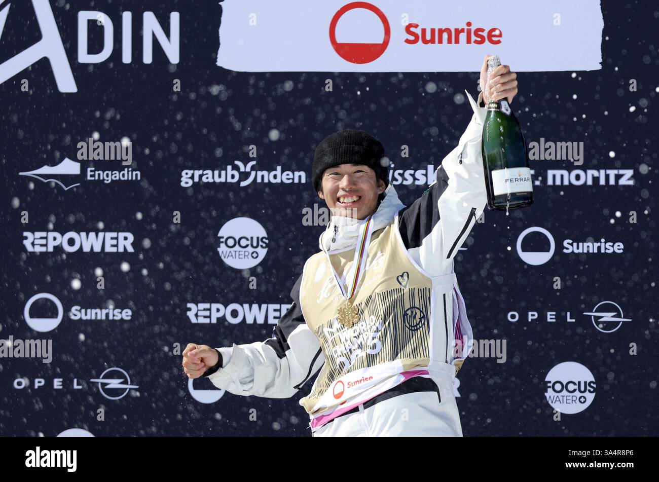 Ikuma Horishima of Japan celebrates during an award ceremony of men's ...