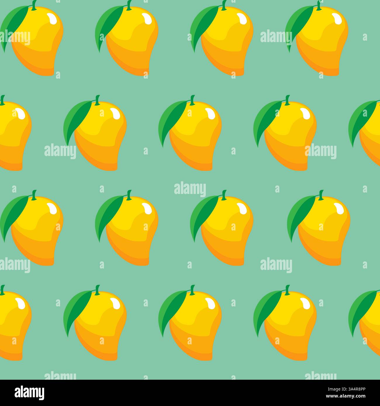 mango fruit contour abstract seamless pattern on green background for ...