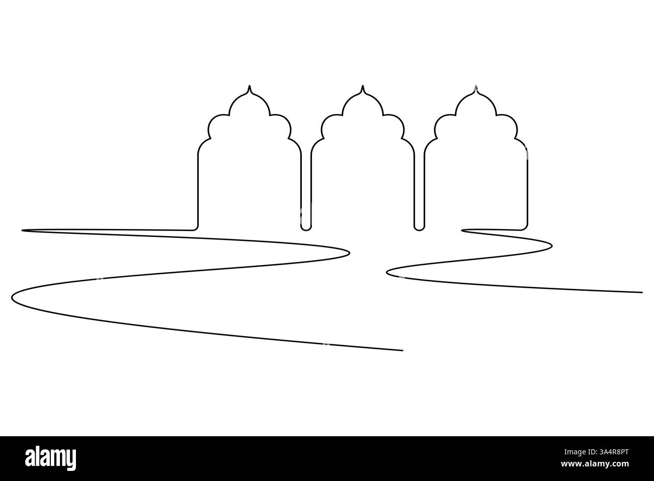 Islamic window icon Continuous one line drawing simple outline ...
