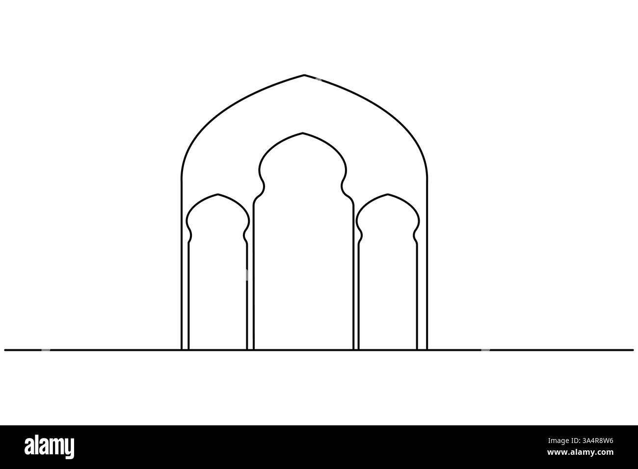 Islamic window icon Continuous one line drawing simple outline ...