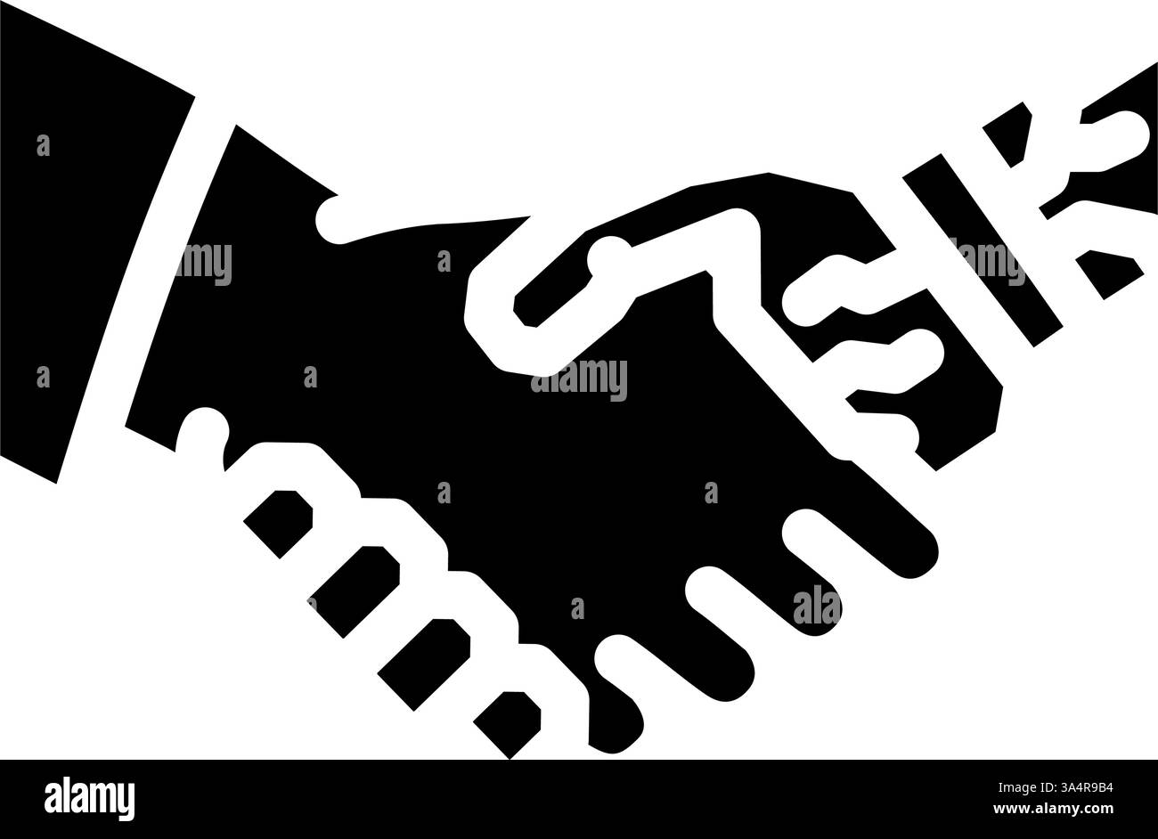 human and robot handshake ai integration glyph icon vector illustration ...
