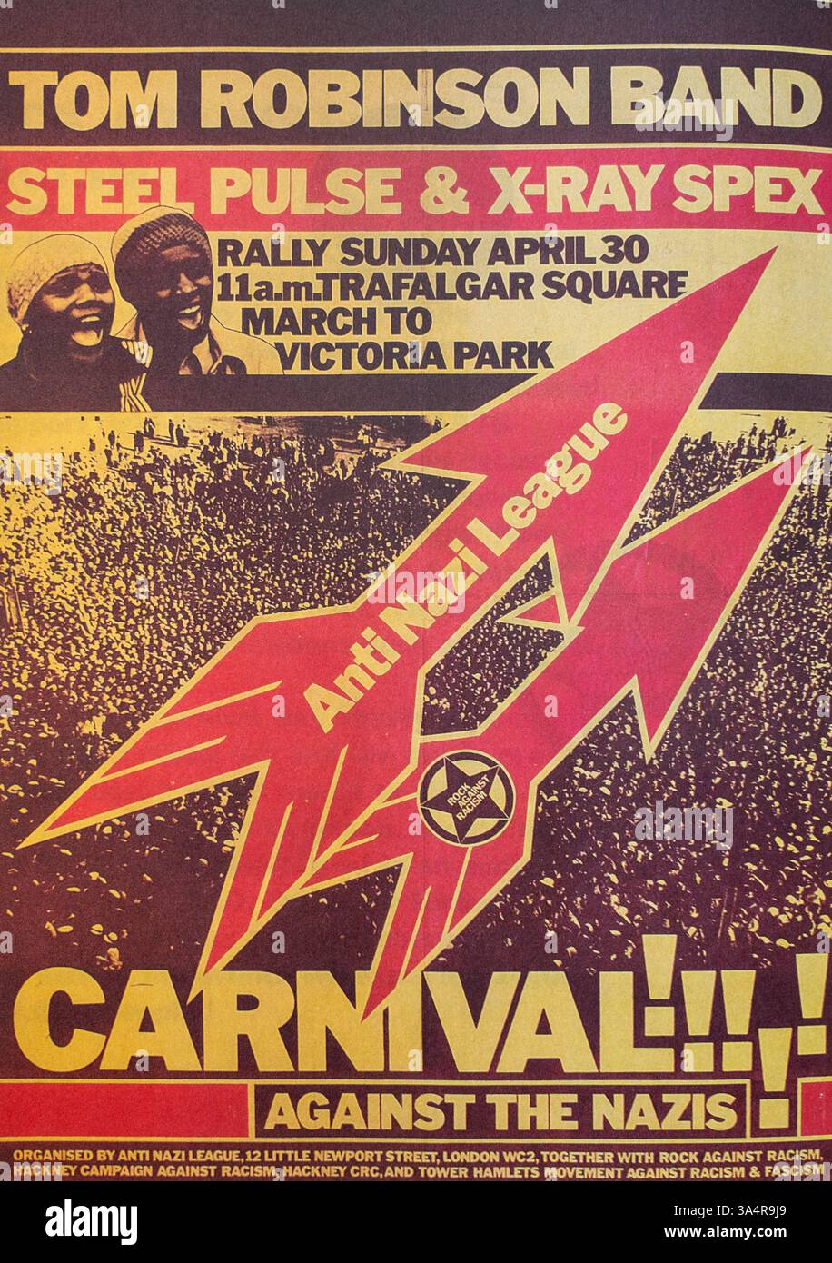 1970s Advertising Poster for The Anti Nazi Leagur Carnival Concert ...