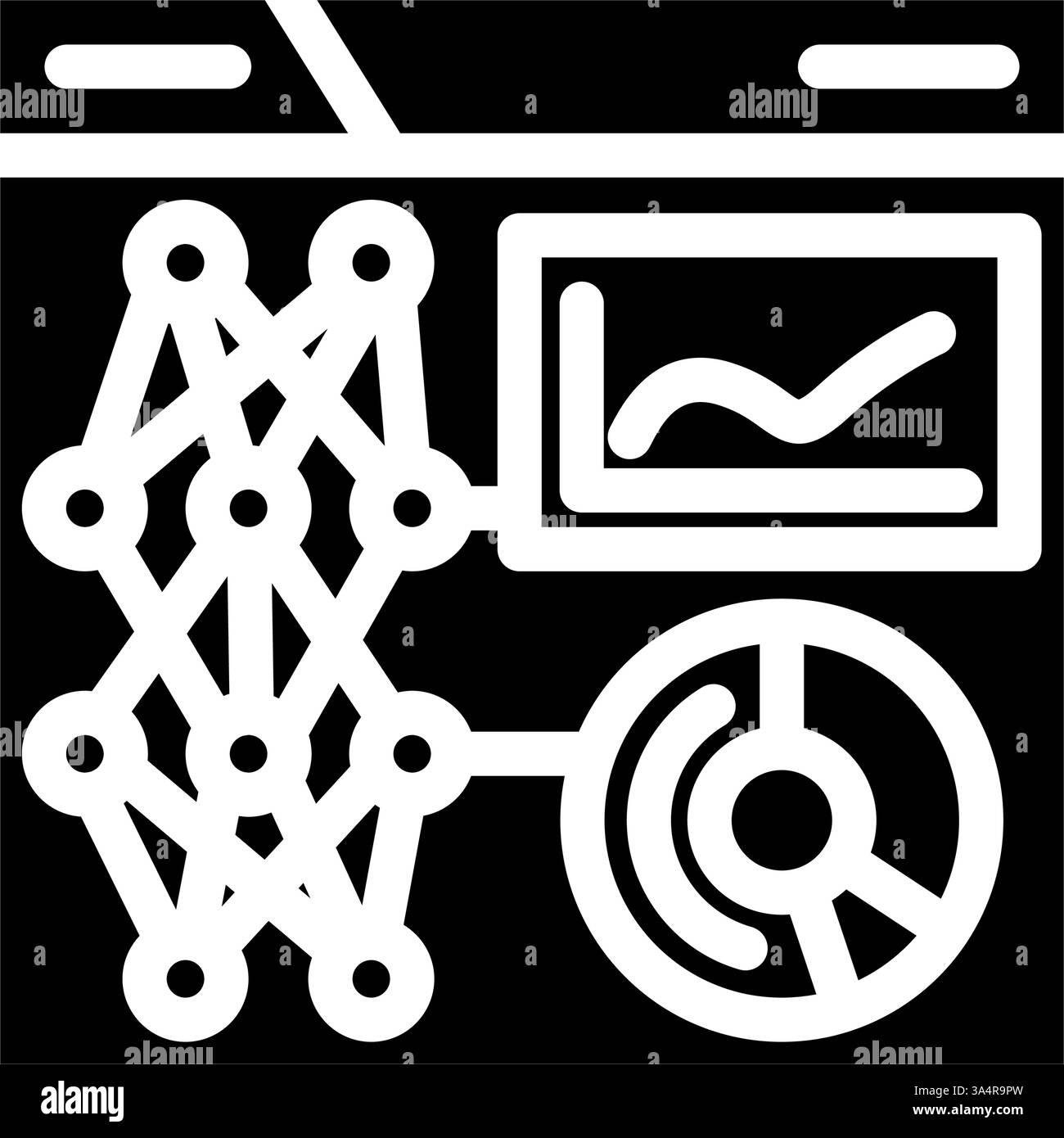 data visualization chart deep learning glyph icon vector illustration ...