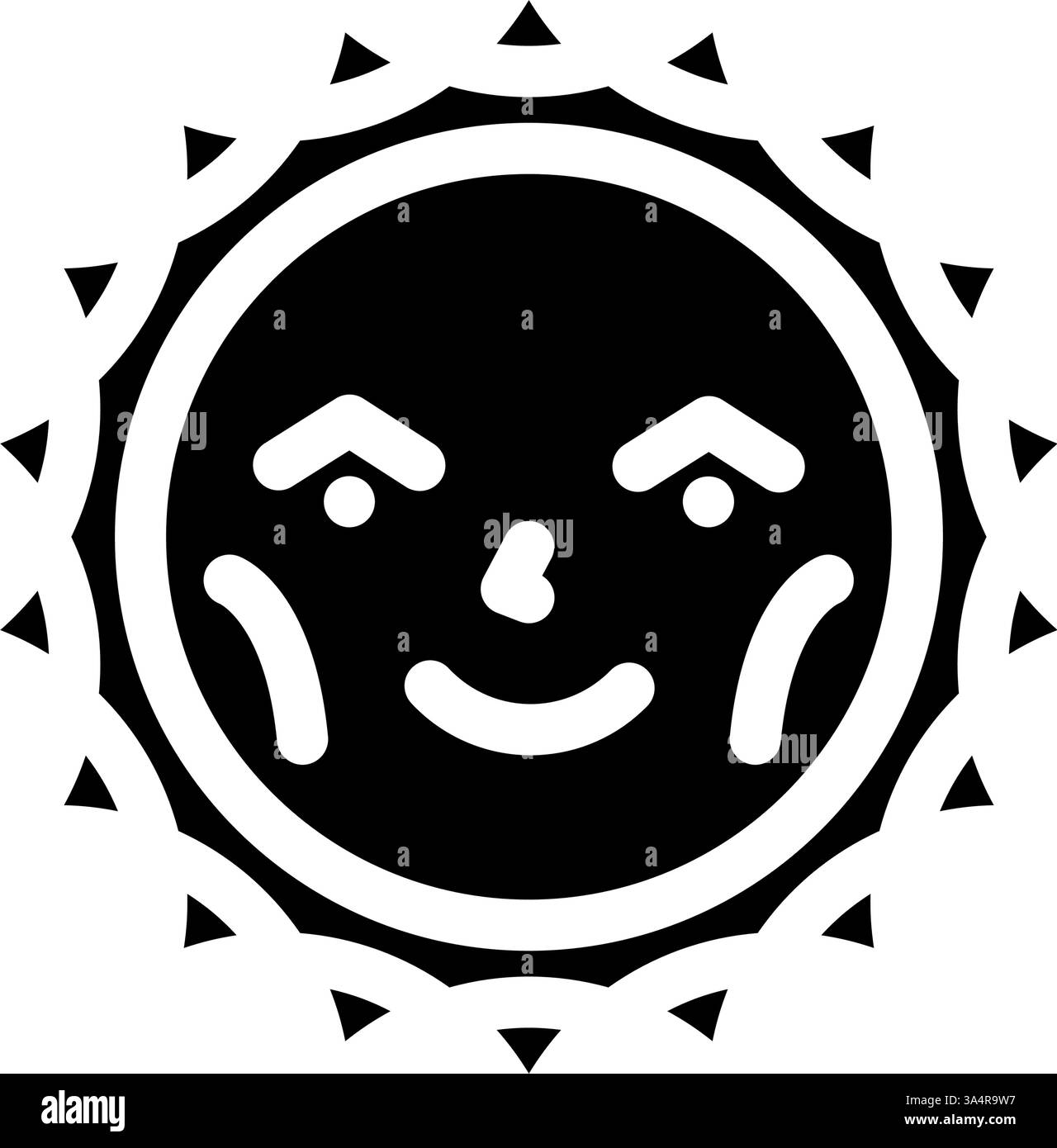 smiley face cute sun character glyph icon vector illustration Stock ...