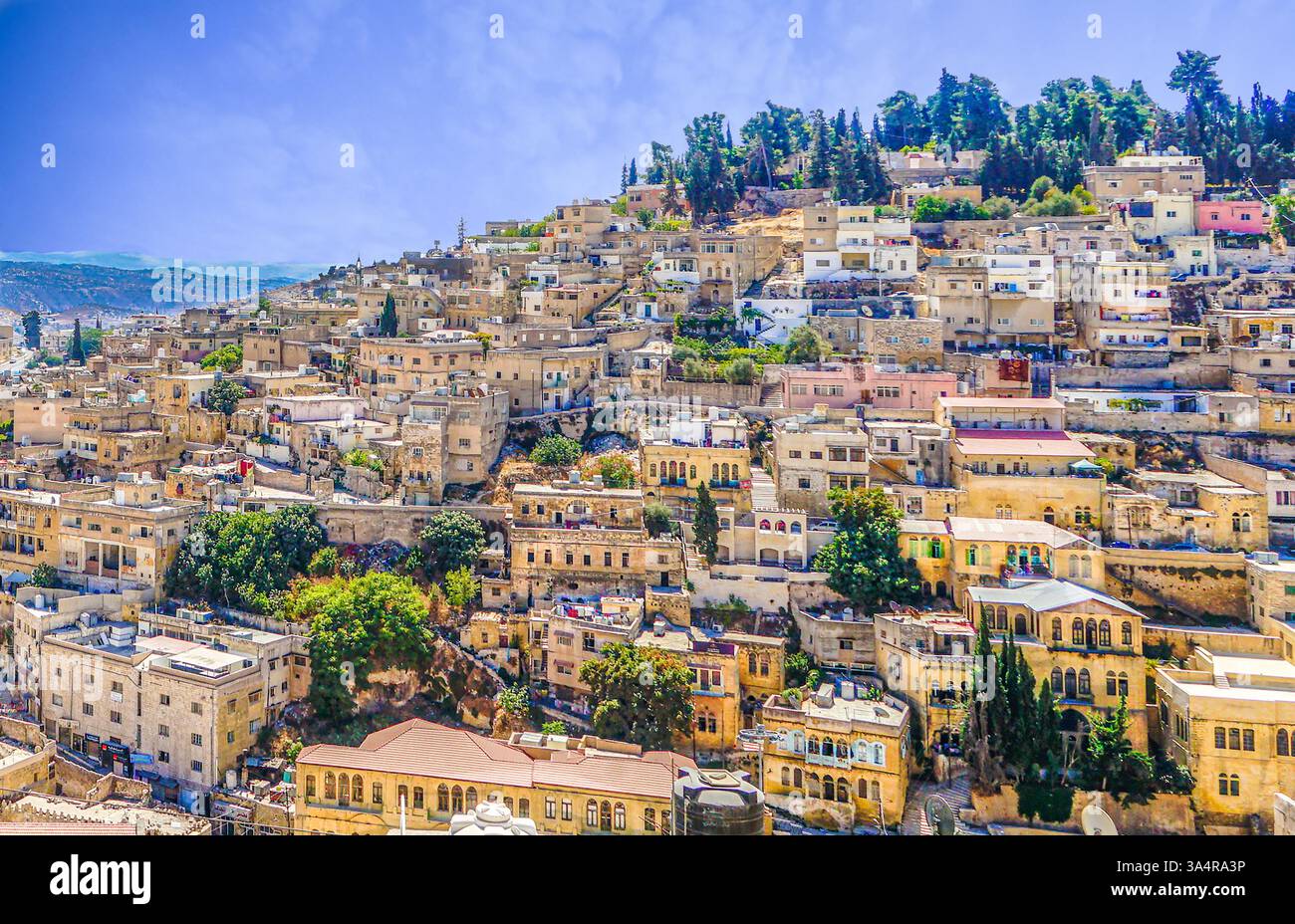 The historic town of Salt in Jordan with picturesque streets and ...