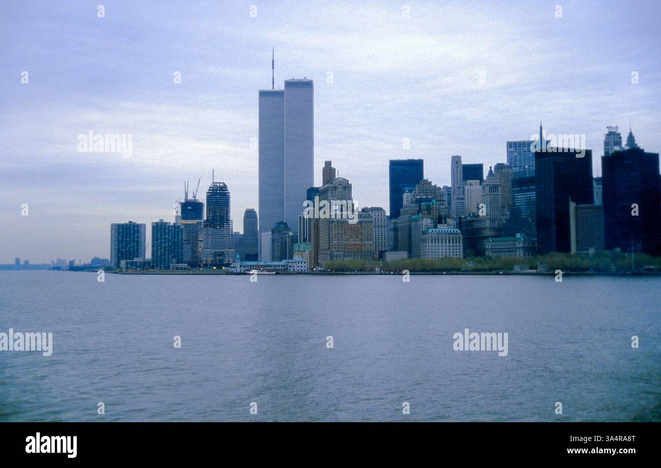 New York WT. World Trade Center twin towers, designed by Minoru ...