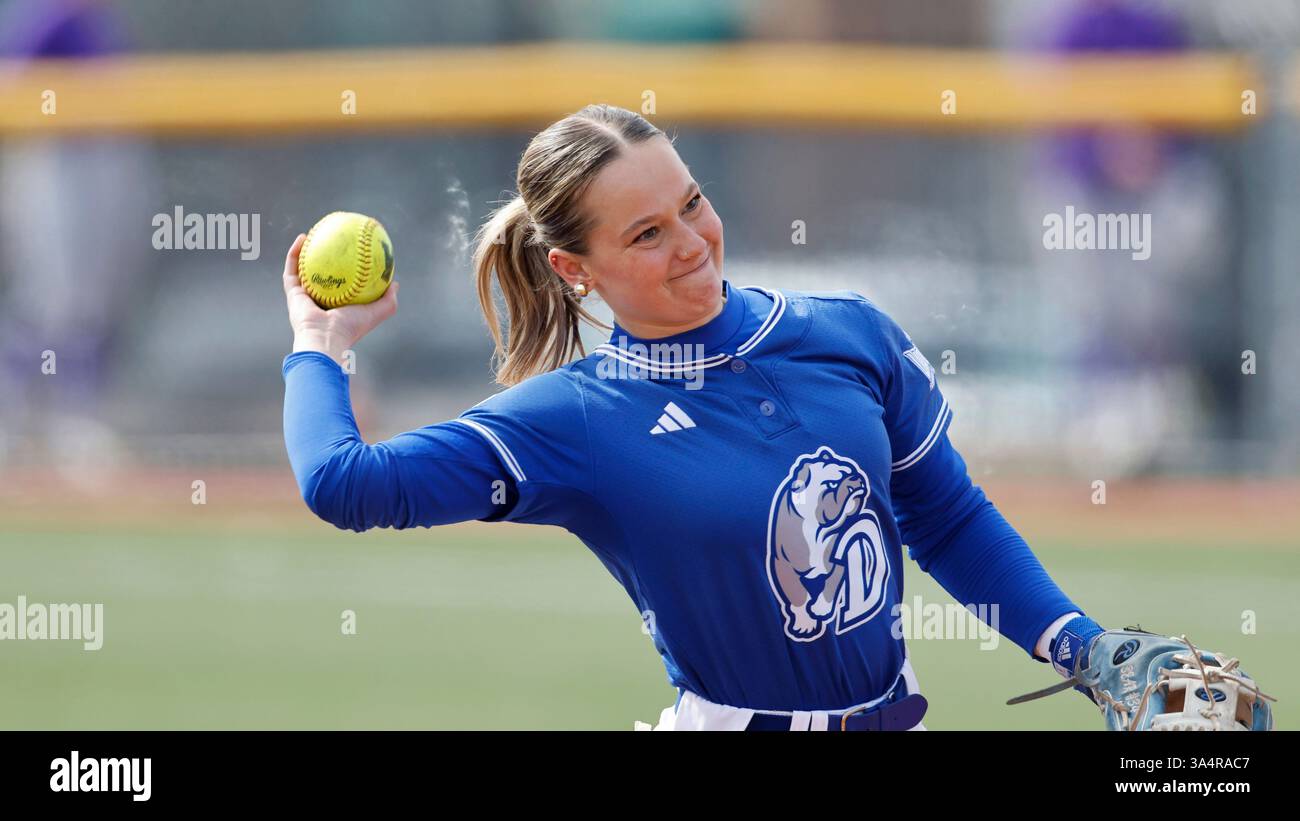 Drake third baseman Carey Koenig (34) during an NCAA college softball ...